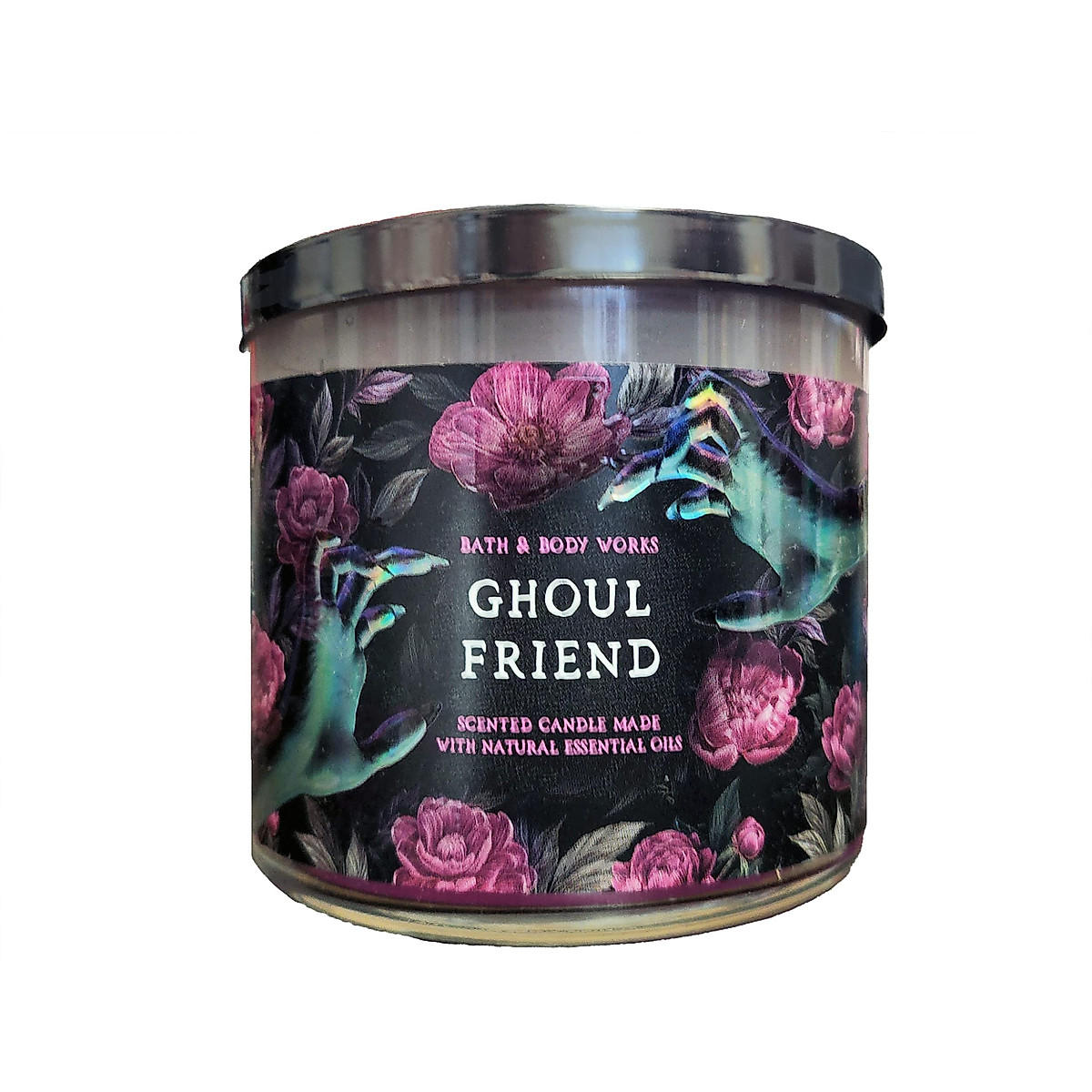 Bath & Body Works, White Barn 3-Wick Candle w/Essential Oils - 14.5 oz - 2021 Halloween! (Ghoul Friend)