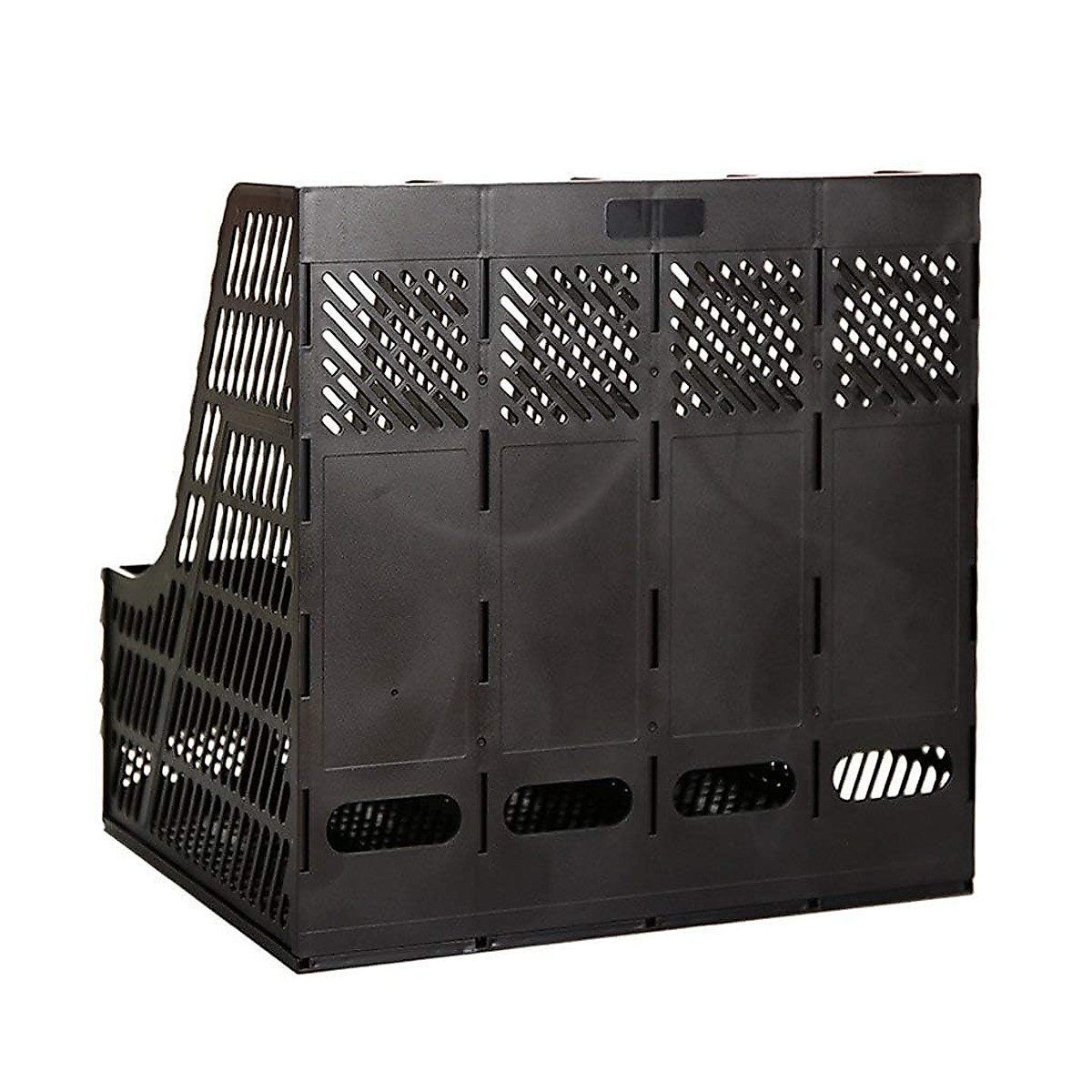 SAYEEC Desktop Magazine Holder Desk File Organizer 4 Compartments Vertical File Dividers Book Holder Frames Document Cabinet Rack Storage Organizer Box for Home Office School Black