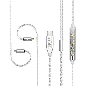 YYSEE Earphone Upgrade Cable,0.78mm 2pin Earbuds Replacement Cord,4 Cores OFC Silver Plated Earphones Audio Adapter for KZ ES4 ED16 ZS5 ZS6 ZSR ZST ZS10 (0.78mm,Sliver,Mic)