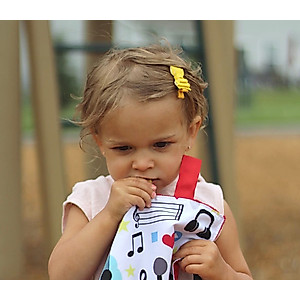 Baby Jack & Co 8x8” Music Lovey Tag Toys for Babies - Baby Crinkle Toys - Crinkle Toys for Baby - Soft & Safe - Learn Shapes & Colors - Ideal Baby Toy - BPA Free w/Stroller Clip