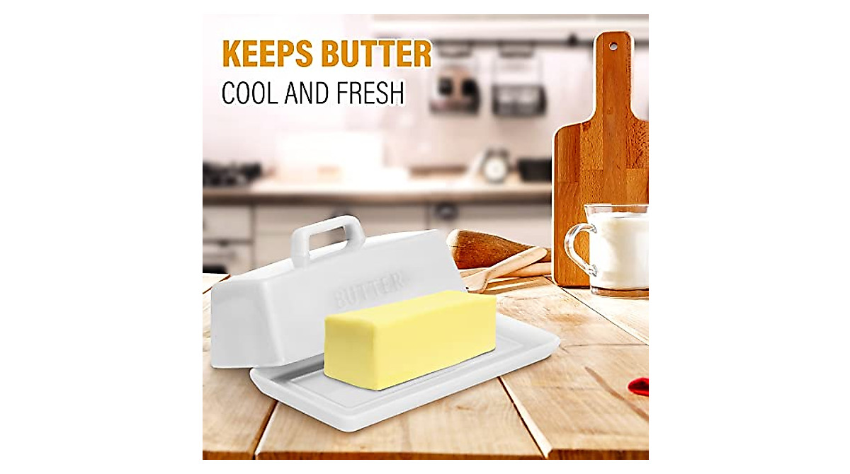 Stylish Ceramic Butter Dish Set with Knife & Lid