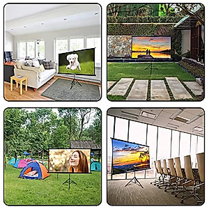 100 Inch Projector Screen with Stand for Movie Projection, Large White Movie Screen, Portable Video Projection Screen for Backyard Home Theater, Office Meeting Room, Outdoor Advertising Camping