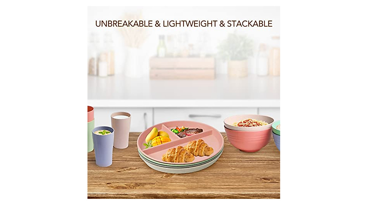 Greenandlife 9-Inch Unbreakable Divided Plates – 4PCS Set
