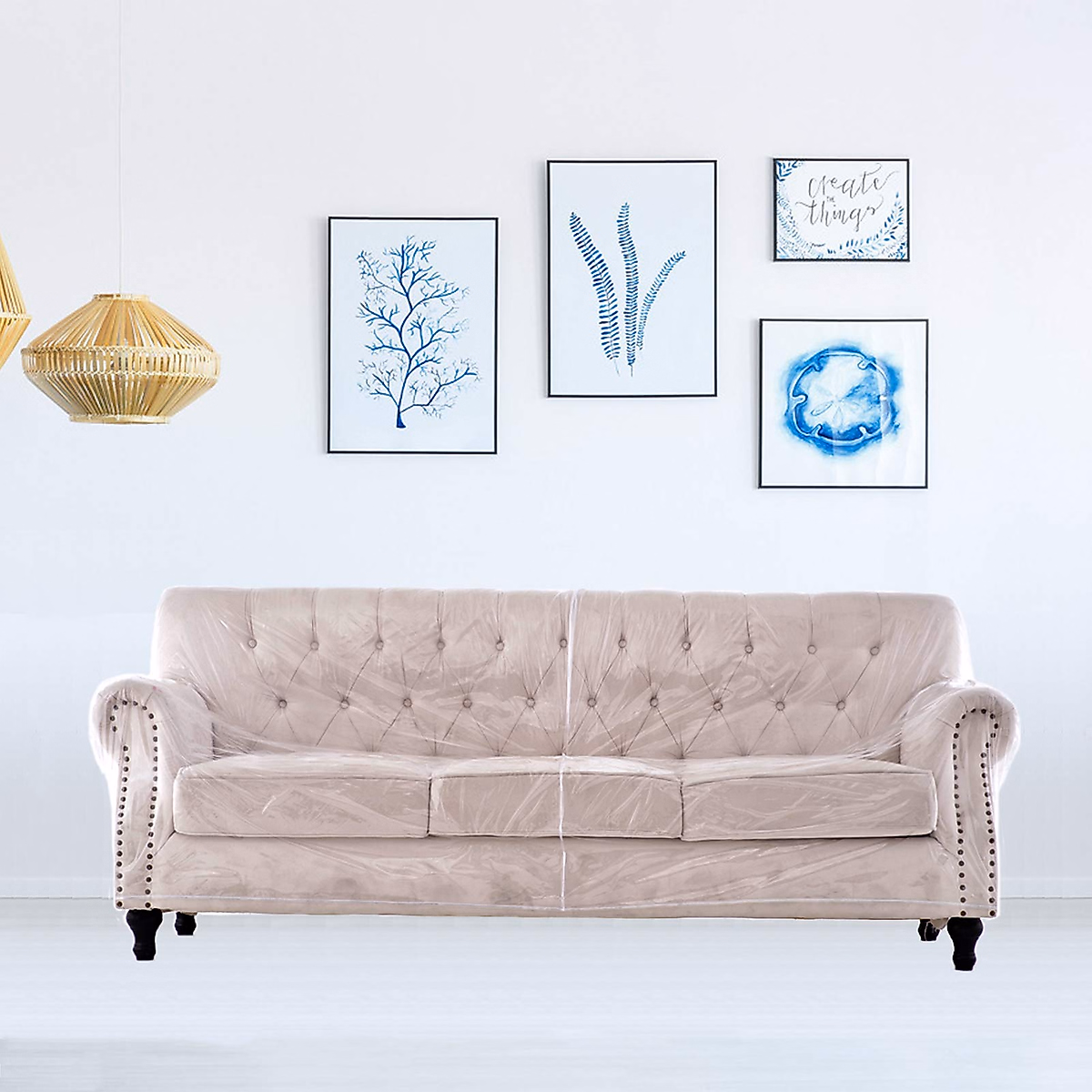 Swanna Plastic Thicker Clear Heavy-Duty Waterproof Sofa/Couch Cover - Protection Against Pets/Dog Clawing, Vinyl Sofa Slipover Furniture Protection for Storage and Moving (Sofa-1 Pack)