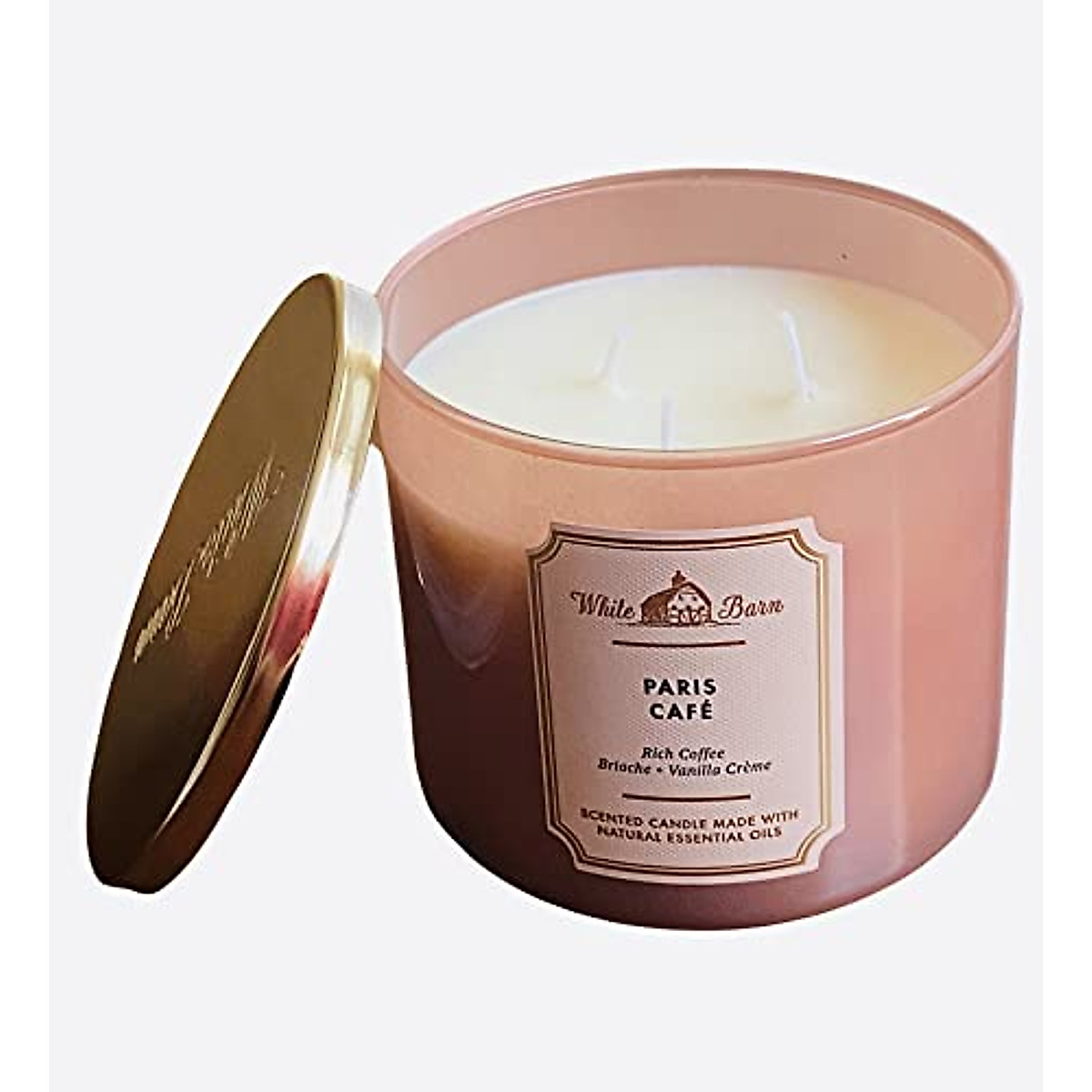 Bath & Body Works Paris Cafe White Barn Glass Scented 3 Wick Candle with Lid - Single
