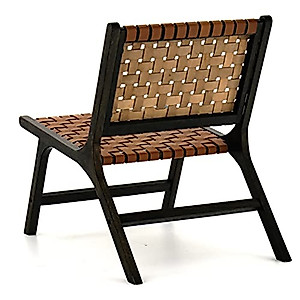 Signature Design by Ashley Fayme Mid Century Modern Leather Accent Chair, Brown & Black