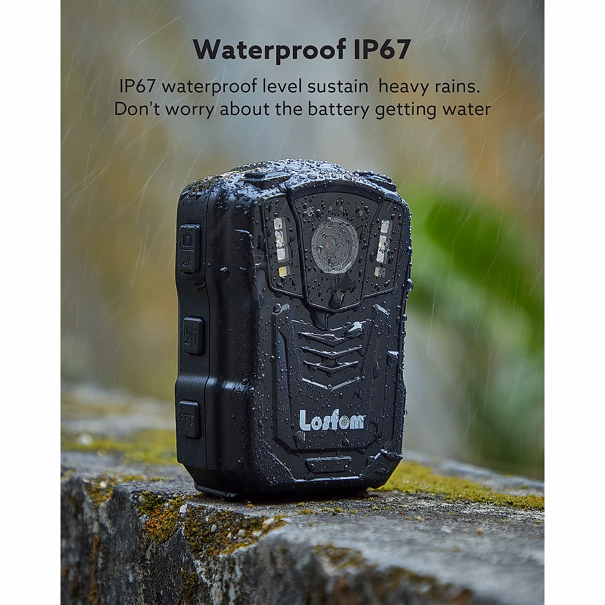 Losfom WD7 2K Body Camera, GPS 128G Body Worn Camera, Built-in 4600MAH Battery for 16H Recording, 1440P Body Mounted Camera，IP67 Waterproof Cam, Wearable Camera for Outdoor,Sport, Home