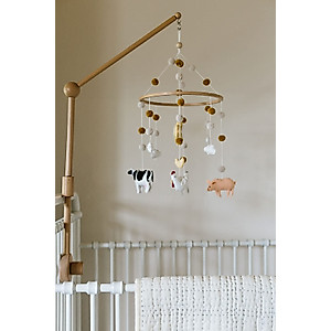 Sorrel + Fern Baby Crib Mobile - Nursery Decoration and Baby Shower Gift for Boys & Girls, Farm Animals