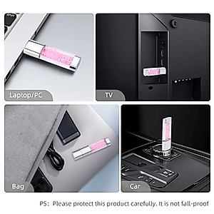 USB Flash Drive 64GB, BorlterClamp Cute Pink Crystal Thumb Drive Novelty Pen Drive Memory Stick