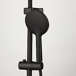 Yanksmart Black Shower System Set Rainfall Spout Round Head with Wall Mounted Handheld Spray Mixer Tub Shower Faucet Set