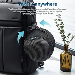 Proglobe Orthopedic Neck Pillow, Travel Neck Pillows for Airplanes, Memory Foam Kit, 360° Head Support, Airplane Pillow Set with 3D Contoured Eye Masks, Earplugs, and Luxury Mesh Bag (Black)