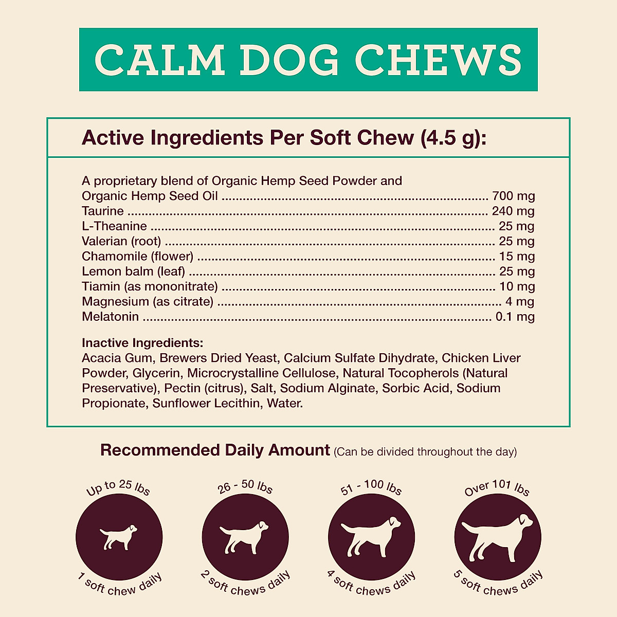 Hemp Well Calm Dog Soft Chews: Organic, Melatonin and Hemp Infused Calming Chews for Dogs with Anxiety, Separation Anxiety Relief and Stress Relief - 1 Pack Chews