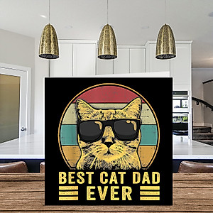 Birthday Cards for Dad from the Cat - Best Cat Dad Ever - Cat Fathers Day Card from Cat for Dad, Funny Cat Dad Papa Pops Gifts, 5.7 x 5.7 Inch Joke Happy Birthday Greeting Cards Gift for Daddy Papa