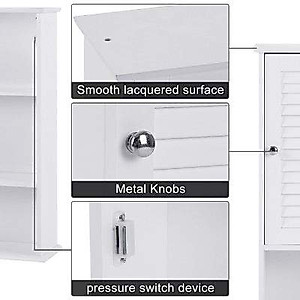 DORTALA 27.5'' H Medicine Cabinet, Wall Cabinet Hanging Bathroom Storage Cabinet w/Adjustable Shelf, White