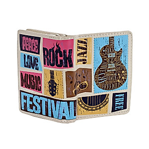 Shag Wear Music Festival Poster Small Snap Zipper Women's Bi-Fold Wallet (Cream)