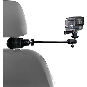 3in1 Universal Car Headrest Mount Holder for All Camcorder/Action Camera/Smartphone with Dual Adjustable Positions and 360° Rotation, for car Shooting vlogging Video Recording
