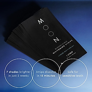 MOON Teeth Whitening Strips, 7 Shades Whiter in 2 Weeks, 28 Treatments with Easy to Use Dissolvable Strips, Enamel-Safe Formula, Gentle on Sensitive Teeth, Vegan, Freshening Mint Flavor, 56 Strips