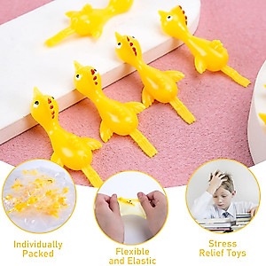 POPLAY 42PCS Flying Chicken Slingshot, Flicking Rubber Chickens Sling Shot Funny Gag Gifts for Kids Adults Party Favors Birthday Goodie Bags Stuffers Novelty Classroom Exchange Gifts