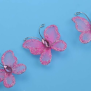 Veemoon Wall Decor Wall Wall Wall Wall Wall Fine Glitter mesh Wire Glitter, 50pcs 3D Craft Fabric Butterflies mesh Glitter with gem for Home and Wedding Party Decorations Decor