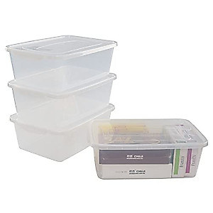 Hespama 14 Qt Plastic Storage Bins, 4 Pack, Latch Storage Box with Lid