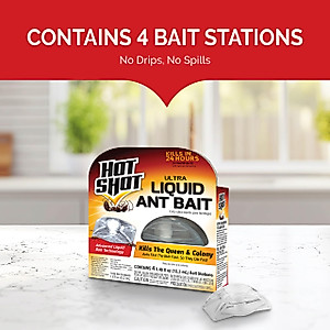 Hot Shot Ultra Liquid Ant Bait, Contains Both Food & Water, 4 Count, Berry