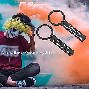 FOTAP Joker and Harley Quinn Jewelry You're Harley Quinn to My Joker Keychain Boyfriend Gift Girlfriend Gift Valentine's Day Gift (Joker Set Keychain-blk)