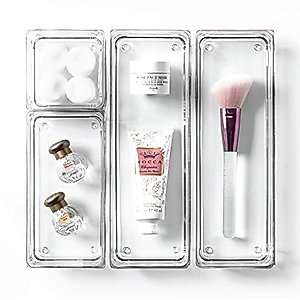 BINO 4-Piece Drawer Organizer Bin Set, Small | THE MODULAR | Multi-Purpose Storage | Durable | BPA-Free | Desk Drawer Organizer | Vanity Organizer | Bathroom Drawer Organizer | Makeup Drawer Organizer