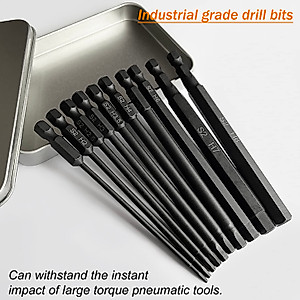 100mm Extended Allen Wrench Drill Bit Set, PTSLKHN 10pc Metric Hex Impact Driver Bits, Magnetic Hex Drill Bits Set