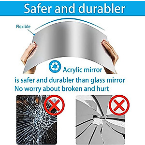 DARENYI 16"x12" Acrylic Mirror Sheet, Flexible Non Glass Body Mirror Tiles Large Self Adhesive Mirror Stickers for Bathroom Bedroom Home Wall Decor (1pc)