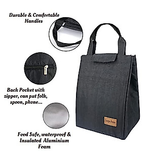 Lunch Bag for Men&Women Insulated Lunch Box for Work Large Waterproof Lunch Tote Bag Reusable Adult Lunch Bags(Black)