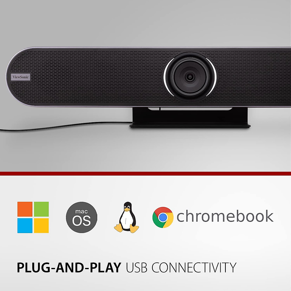 ViewSonic VB-CAM-201 4K Video Conference Web Camera with Built-in Microphone, 120 Degree Wide-Angle Lens for Zoom/Teams/Skype Remote Meetings and Calls