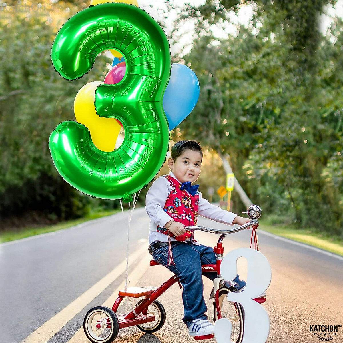 KatchOn, Giant Dark Green Number 3 Balloon - 40 Inch | Three Rex Birthday Party Decorations | Green 3 Balloon Number for Dinosaur Balloons | Green Three Balloon for Three Rex Birthday Decorations Boy