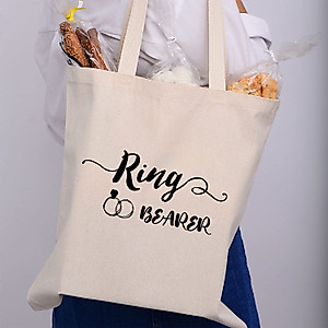 TBF Personalized Bride Tote Bag Wedding Bachelorette Bridal Shower Bridesmaids Bachelorette Cute Canvas Gift Bags (Ring Bearer (1 Pack))