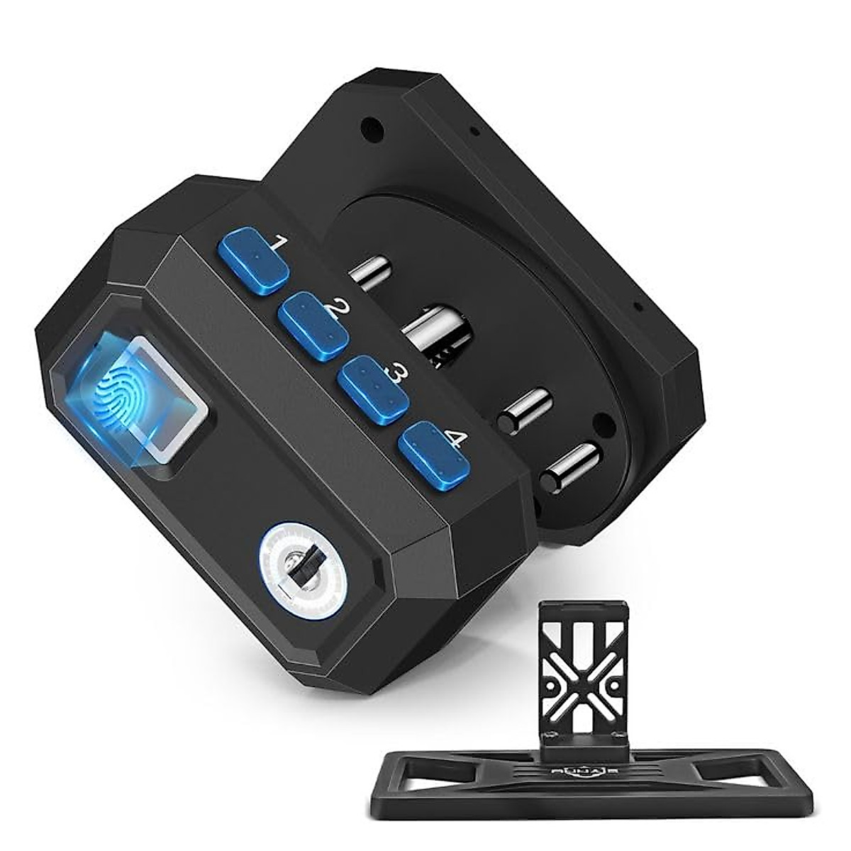 ONNAIS Defender SE Gun Trigger Lock for Pistols, Biometric Gun Lock for Rifles and Shotguns, Quick Release Gun Safe Lock with Fingerprint Key Pad, Firearms Safety Lock with Indoor Gun Racks and Stand