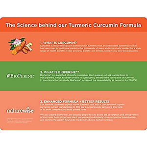 NatureWise Curcumin Turmeric 2250mg | 95% Curcuminoids & BioPerine Black Pepper Extract | Advanced Absorption for Joint Support [2 Month Supply - 180 Count]