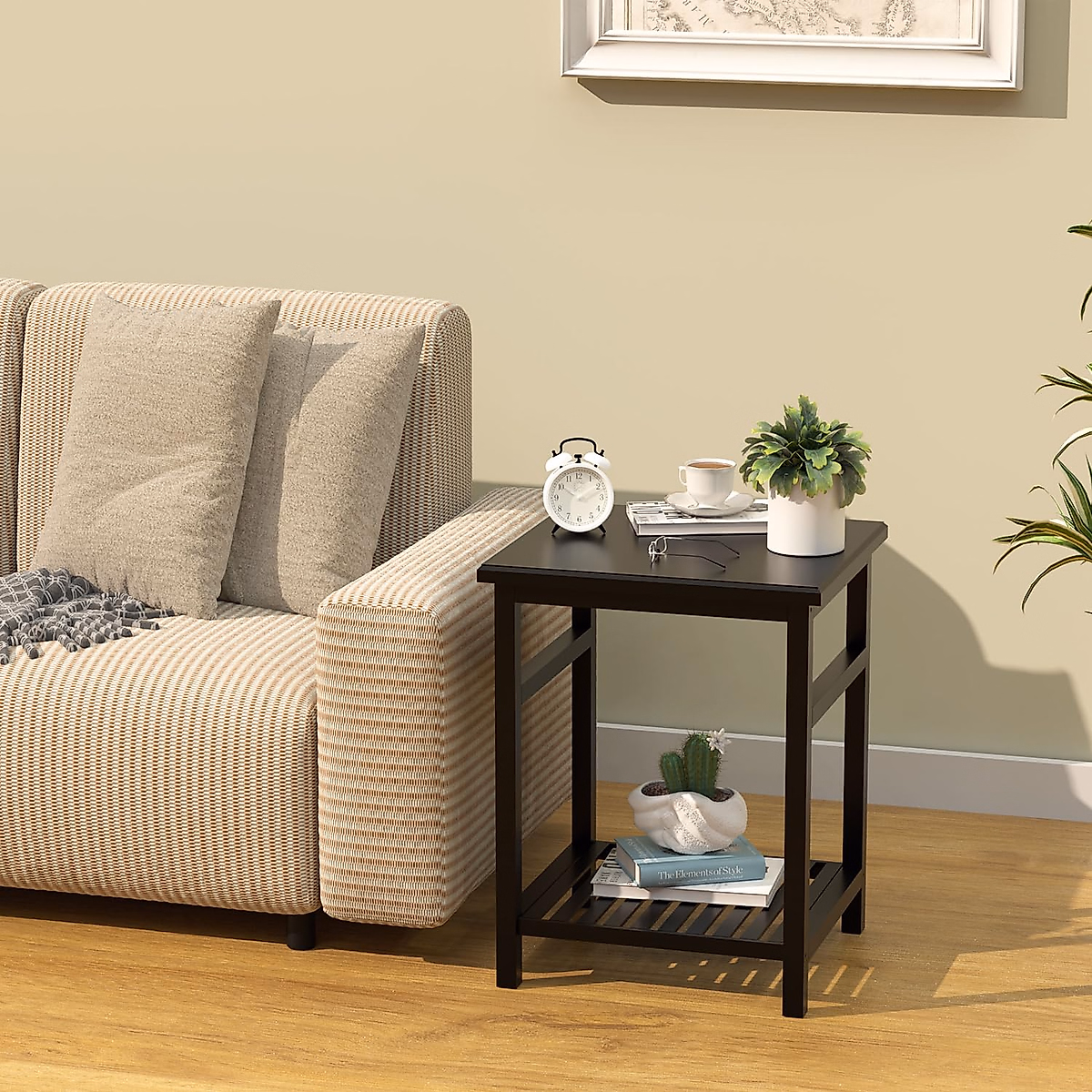 WTZ Nightstand, End Table, Bamboo Night Stand Bedside Table, Side Table for Bedroom Living Room Lounge, Space Saving, Easy to Assemble, NS-537 (1 Pack, Black)