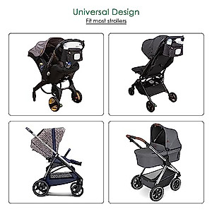 PATPAT Stroller Organizer with Cup Holders Universal Stroller Organizer Bag with Tissue Pocket,Zippered Mesh Pocket , Adjustable Shoulder Strap Fits for All, Black