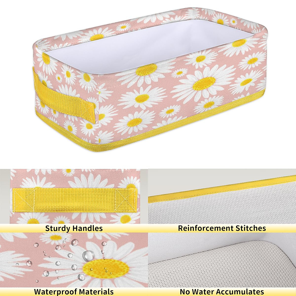 Flower Daisy Pink Toilet Paper Basket Decor Small Baskets Bathroom Storage Basket for Bathroom Toiletries Farmhouse