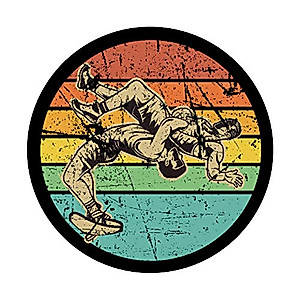 Vintage Wrestling Graphic Two Wrestlers And Sun PopSockets Swappable PopGrip