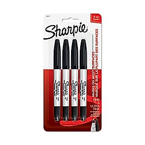 SHARPIE® Twin-Tip Permanent Markers, Black, Pack Of 4