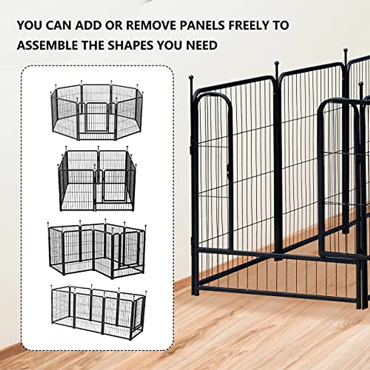 Jhsomdr 40" Height Dog Playpen 8 Panels Heavy Duty Indoor Outdoor Exercise Fence,Foldable Portable Pet Puppy Pen with Lockable Doors for Large Medium Small Dogs