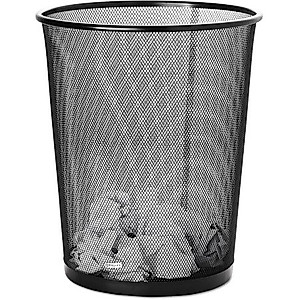 Rolodex Round Mesh Steel Wastebasket, 4.5 Gallon made of mesh,Trash Can,18qt, Black