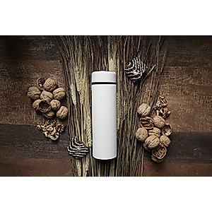 Stainless Steel Water Bottle Tumblers: BPA Free, Vacuum Insulated Travel Mug with Lid and Removable Fruit and Tea Filter  for Hot or Cold Beverages - 17 oz. Infuser Bottles Set of 2 (Black and White)