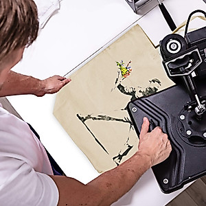 Jesty Crafts Heavy Duty Large Canvas Tote Bag with Large Bottom Gusset - 4 Pack of 12oz Reusable Canvas Grocery Bags - Perfect Canvas Bags for Crafts, HTV, Groceries, Shopping - 16H X 16W x 6.5D inch