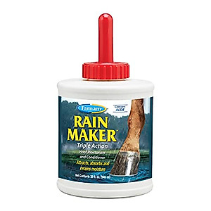 Farnam Rain Maker Triple Action Hoof Oil for Horses Moisturizer and Conditioner, Attracts, Absorbs and Retains Moisture, Contains Aloe, 32 Oz.