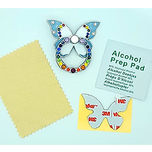 Butterfly Shaped Cell Phone Ring Holder, 360° Rotation Collapsible Grip Compatible with All Apple and Android Devices (Black/Purple)