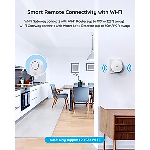 Govee WiFi Water Sensor 2 Pack, 100dB Adjustable Alarm Bundle with Govee Water Detectors 2 Pack, 100dB Adjustable Audio Alarm Sensor