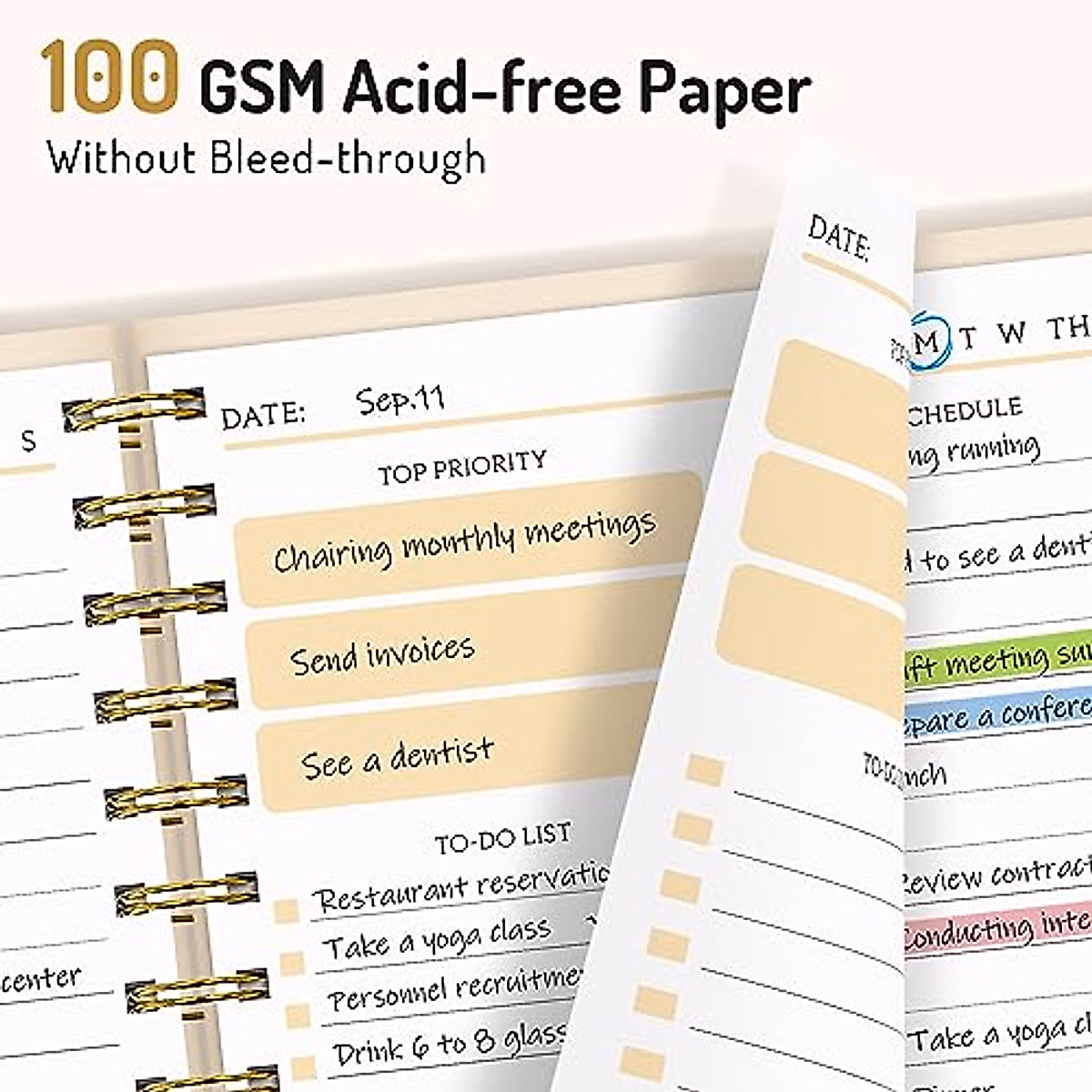 Aesthetic Daily Planner Undated, To Do List Notebook Planner with Hourly Schedule, Hardcover Work Planner - Stay Organized & Boost Productivity, Organizer Notebook for Office School Supplies,160