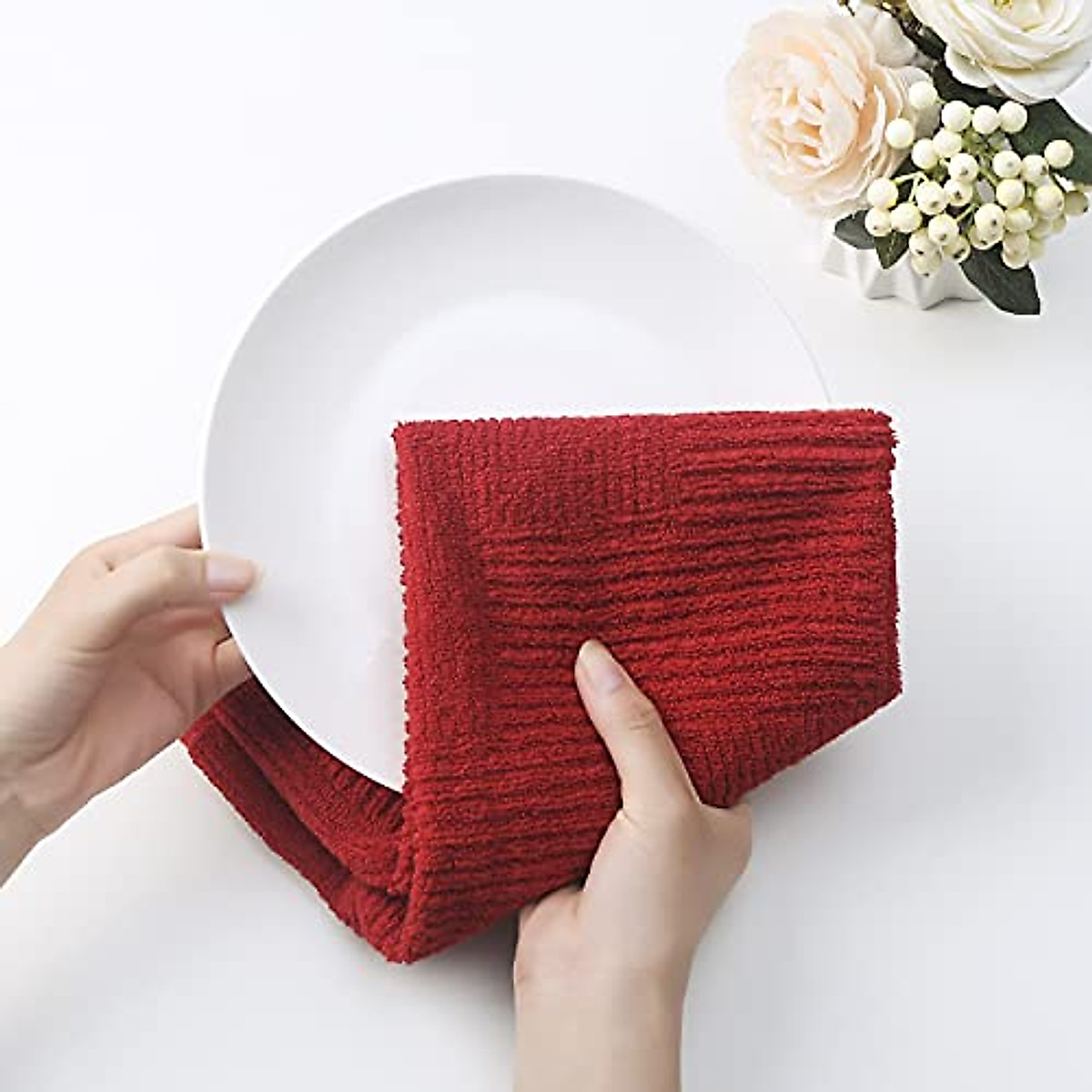 Anyi Dish Towels for Kitchen, Absorbent Cotton Kitchen Towels for Drying Dishes, Terry Tea Towels for Cleaning Set of 3, 16x26 Inches