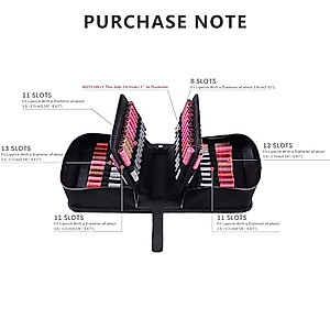 ROWNYEON Lipstick Organizer Case Lipstick Holder 67 Slots Portable Lipstick Bag Travel Makeup Bag Cosmetic Case Large Capacity Lipstick Carrying Case Makeup Artist Lip Gloss Storage Bag -Black